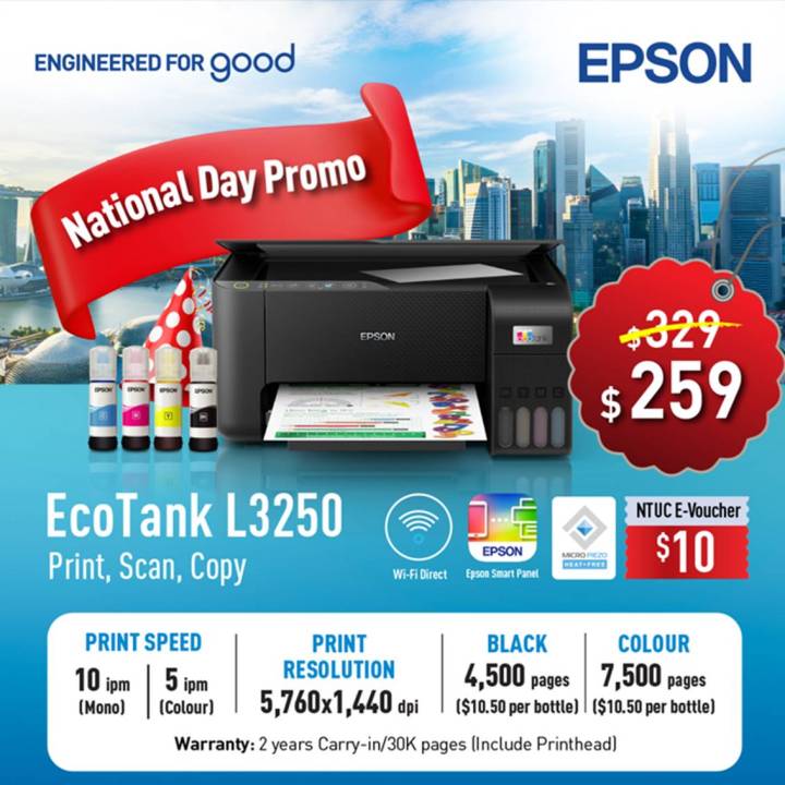 Epson EcoTank L3250 A4 Wi-Fi All-in-One Ink Tank Printer 3250 L3250 ...