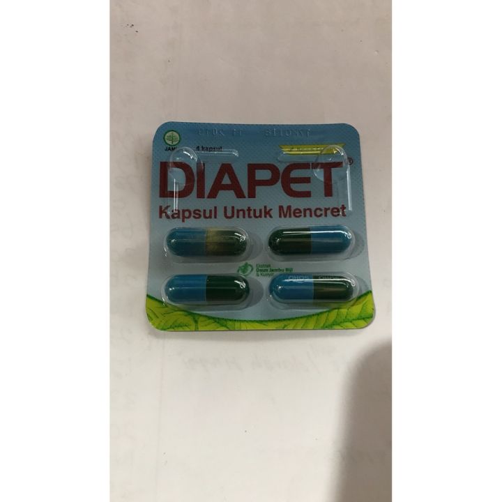 Diapet 1 Strip / 4 Kapsul Tablet Kaplet / Obat Untuk Mencret BAB ...
