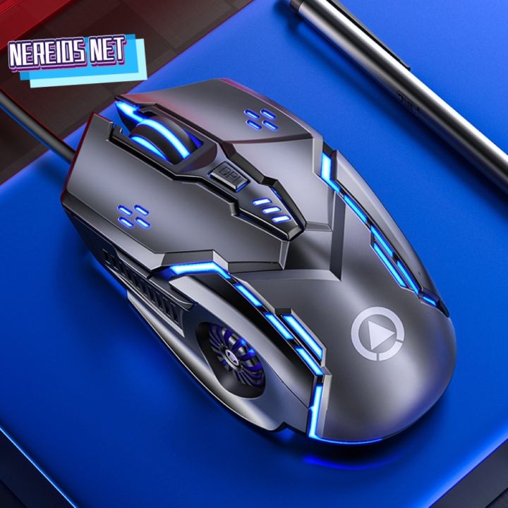 NEREIDS NET Silent/Sound USB Wired 6-Buttons 3200DPI Adjustable Light Gaming Mouse for PC ...