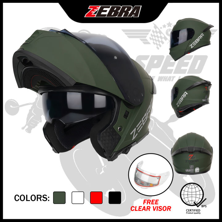Zebra Helmet For Motorcycle Full Face original Icc Dual Visor Modular ...