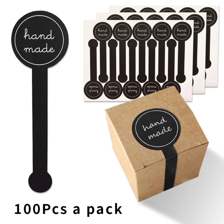 100 Pcs/Pack Stickers Long Style Handmade Stickers Food box label ...