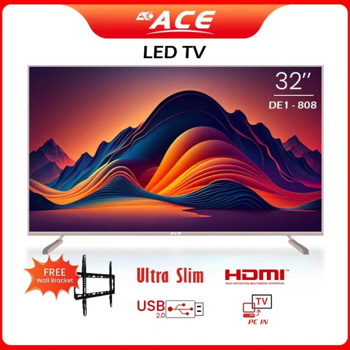 ACE 32" LED TV DE1-808 ULTRA-Slim Frameless LED TV with FREE BRACKET ...