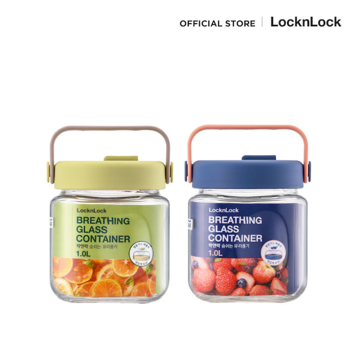LocknLock ขวดโหลแก้วถนอมอาหาร พร้อมหูหิ้ว Breathing Glass Container ...