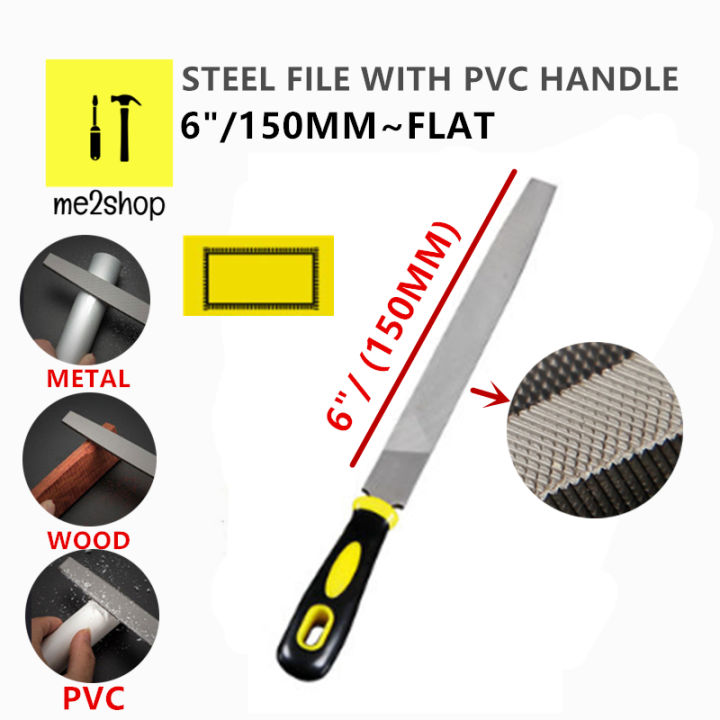 6"/150MM ( FLAT FILE) ~ STEEL FILE WITH PVC HANDLE /FAIL UNTUK GOSOK ...