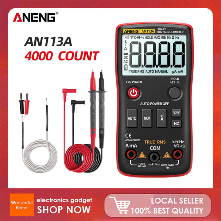 ANENG AN113A Digital Multimeter Smart Auto Range 4000 Counts True RMS ...