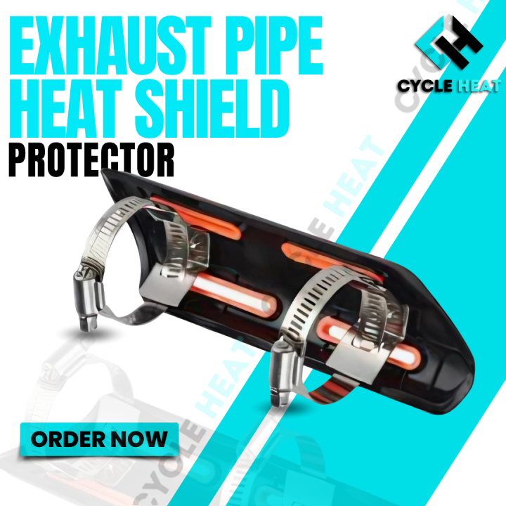 UNIVERSAL MOTORCYCLE/MOTORBIKE EXHAUST PIPE HEAT SHIELD COVER GUARD ...