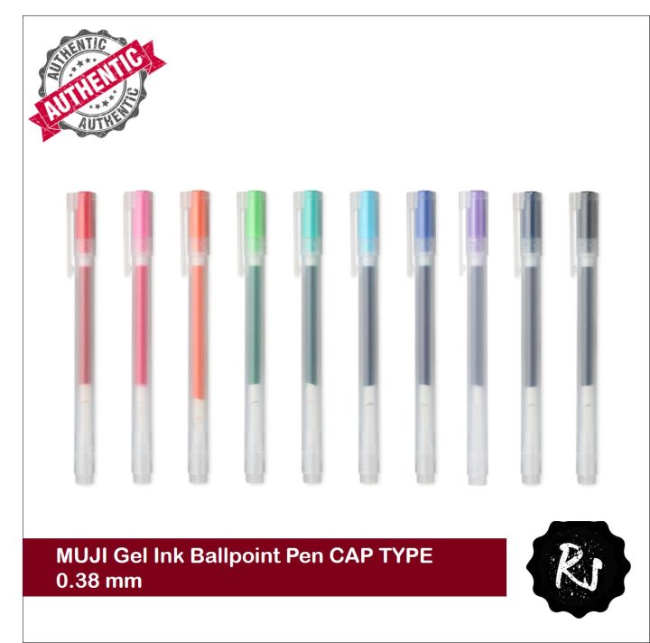 Muji Gel Ink Ballpoint Pen CAP TYPE (0.38 mm) [AVAILABLE IN 10 COLORS ...