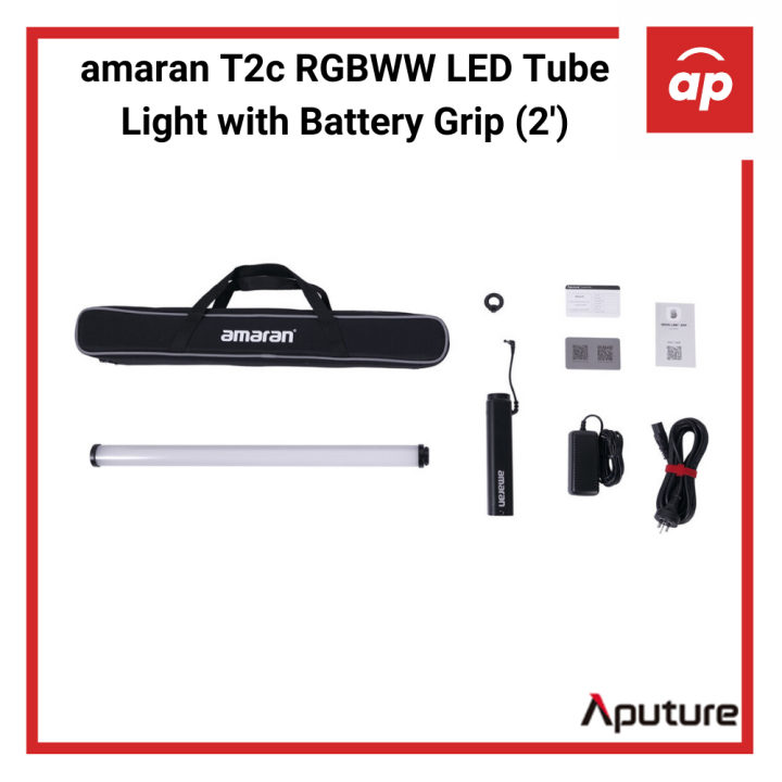amaran T2c (2') / T4c (4') RGBWW LED Tube Light with Battery Grip ...