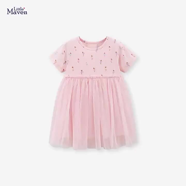 Little maven กระโปรงเด็กหญิงผ้าตาข่ายสไตล์ยุโรปและอเมริกาชุดเดรสเจ้า ...