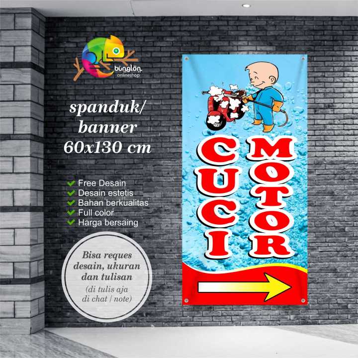 Spanduk Banner Cuci Steam Motor Lazada Indonesia