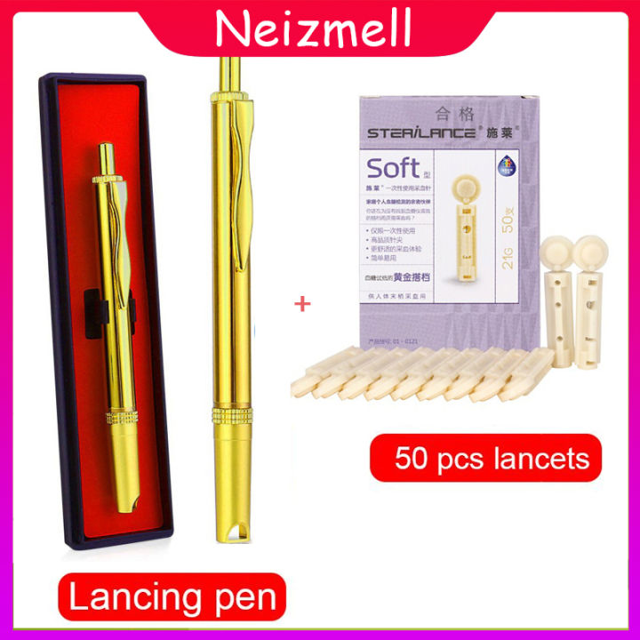 Pure Copper lancing pen + Free 50pcs lancets 21 G Cupping Acupuncture ...