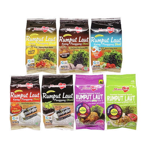 MAMASUKA RUMPUT LAUT Kering Sushi Nori Original Pedas BBQ Barbeque ...