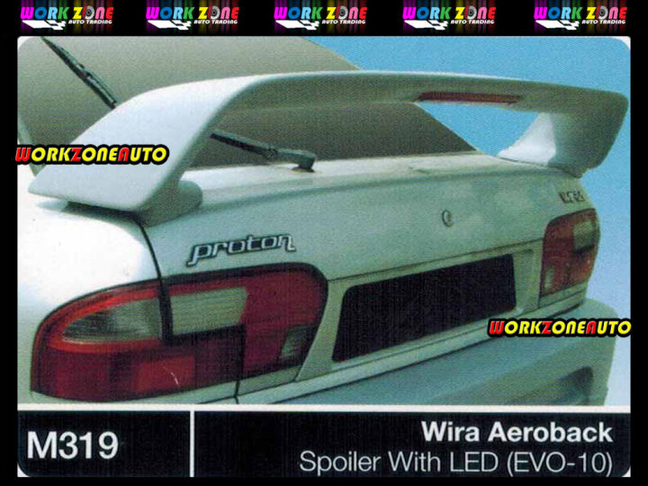 M319 Proton Wira Aeroback Fiber Spoiler With LED (EVO-10) Body kit ...