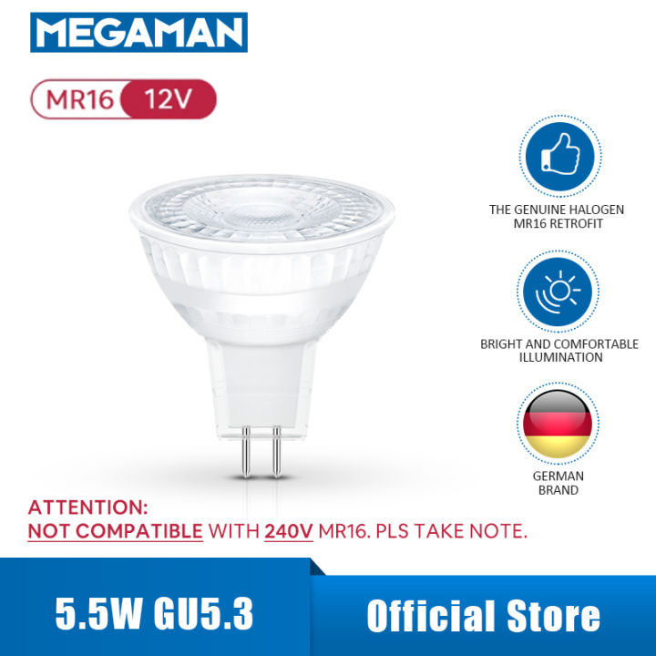 Megaman LED Spotlight 5W GU5.3 12V 36D Glass LN 4000K 6500K Home ...