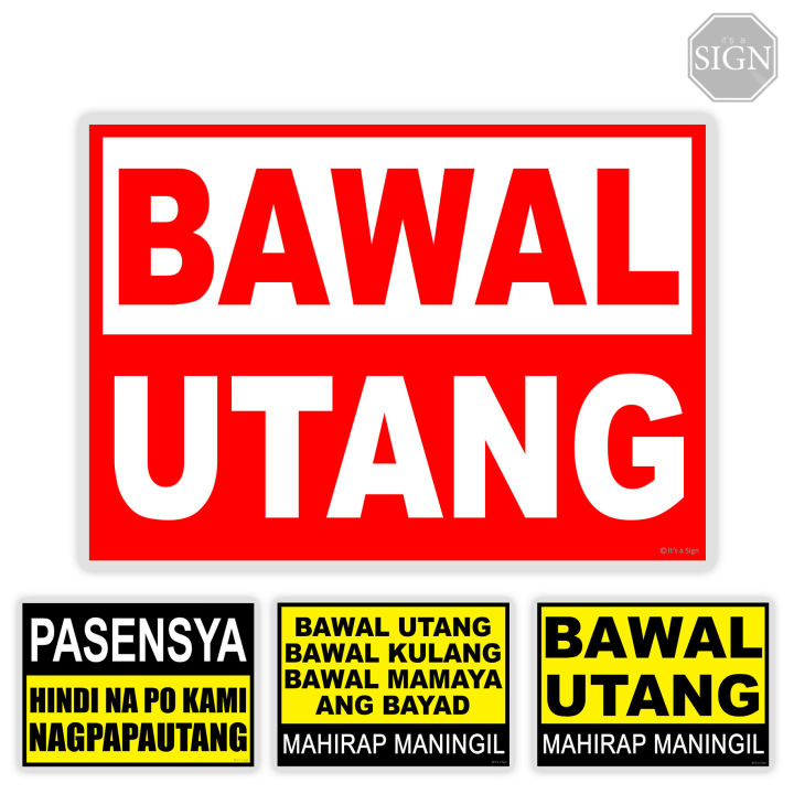 Bawal Utang No Credit Sign - Laminated Signage Label - A4 Size | Lazada PH