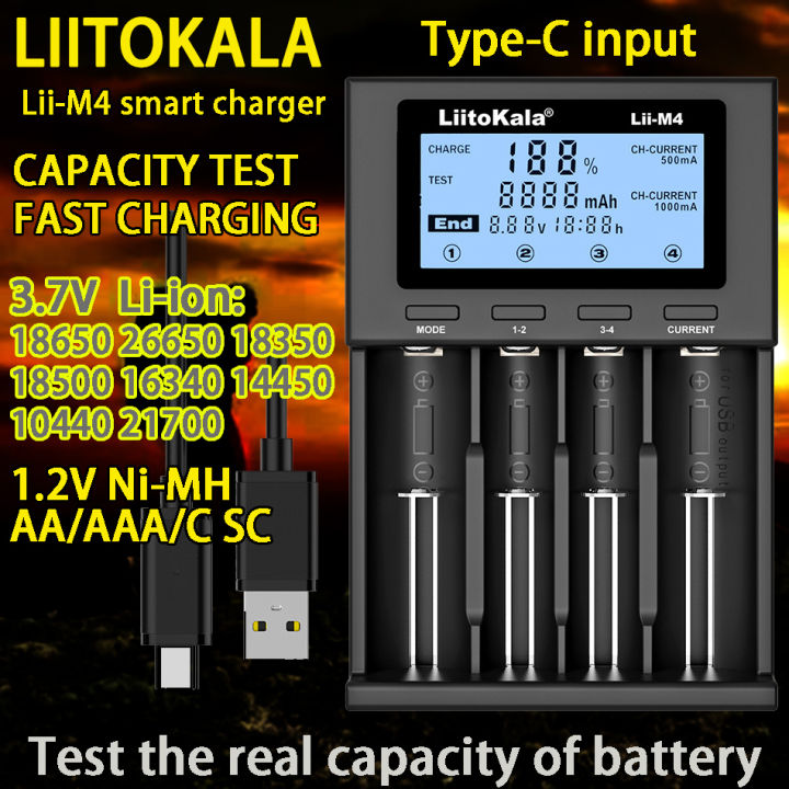 Liitokala Lii-M4 Smart Charger 3.7V Lithium Ion Battery 18650 26650 ...