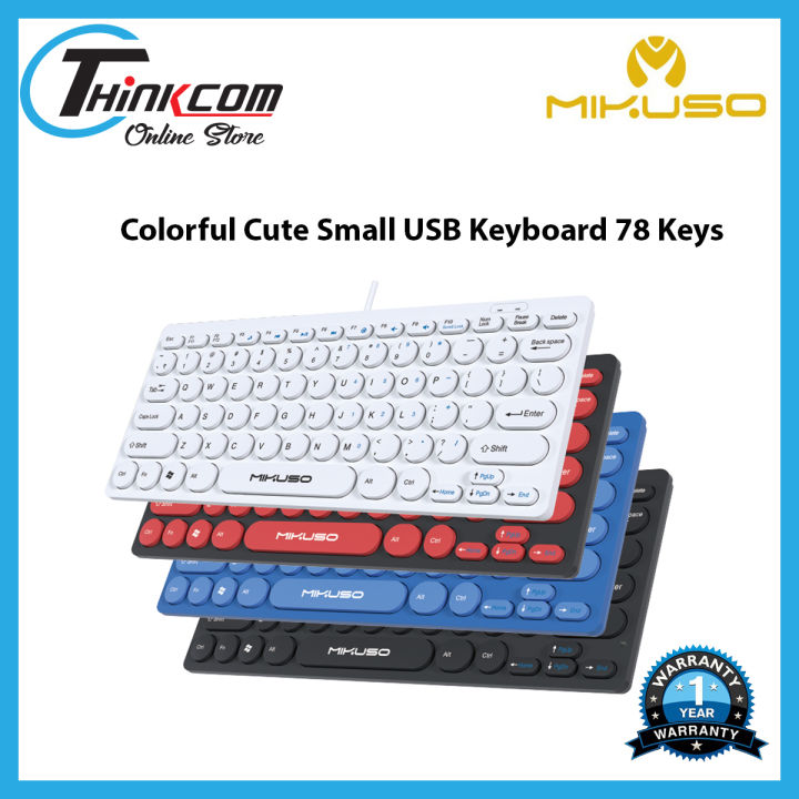 MIKUSO KB-003U Colorful Small USB Keyboard 78 Keys Wired Slim Portable ...