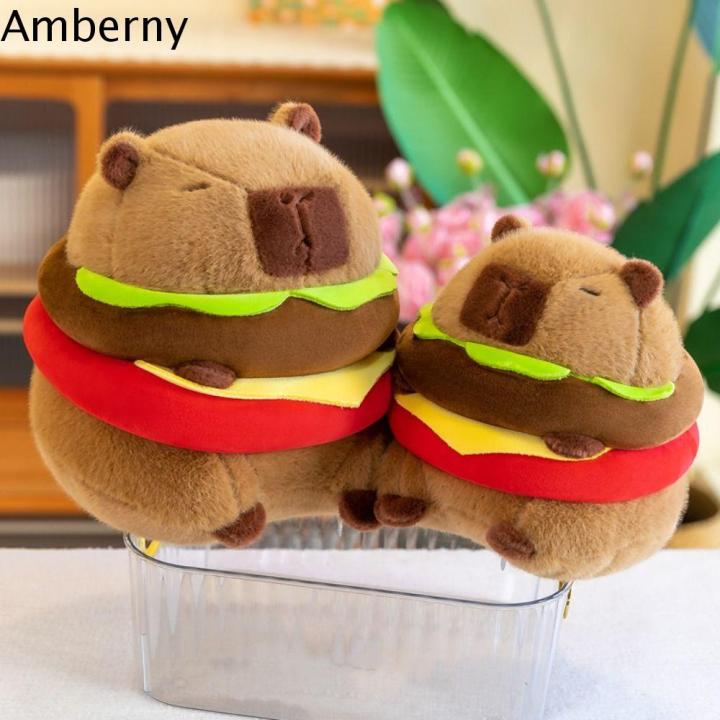 AMBERNY Fluffy Capybara Hamburger Plush Toy Capybara Soft Burger ...