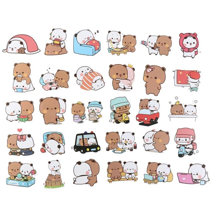 YURIJUZENG 50sheets/set Bear Cute Bear and Panda Stickers Waterproof ...