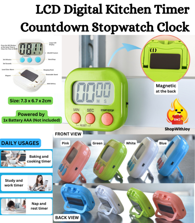 【ShopWithJoy】LCD Digital Kitchen Timer Cooking Baking Oven Timer Clock ...