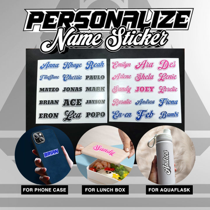 Personalized Name Sticker - Waterproof Scratch Proof Vinyl Sticker for ...
