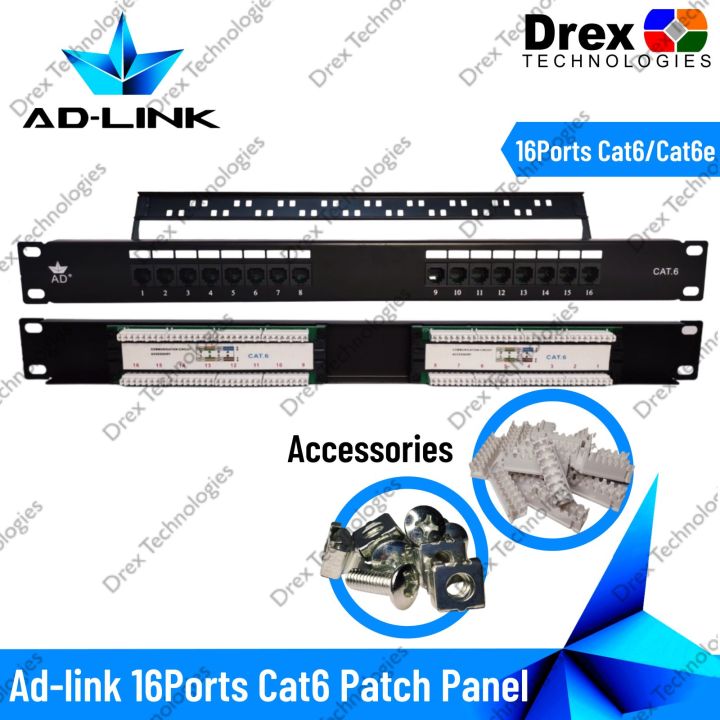 Ad-Link 16-Ports Patch Panel Cat6/Cat6e Fully Loaded 1Ru 16-Port Patch Panel Cat6/Cat6e | Lazada PH
