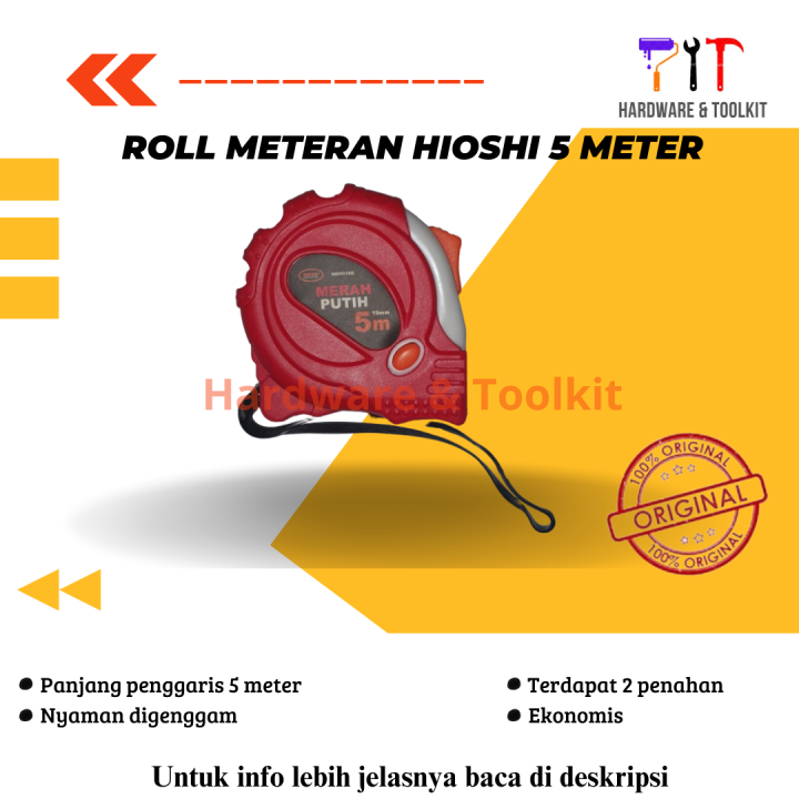 Roll Meteran Merah Putih Hioshi 5 Meter | Lazada Indonesia