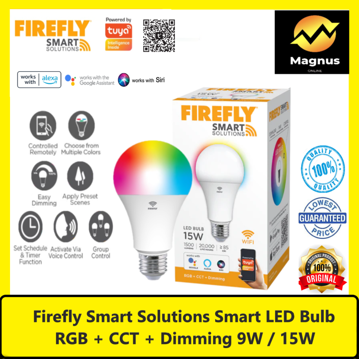 Firefly Smart Solutions Smart LED Bulb RGB + CCT + Dimming 9w / 15w ...