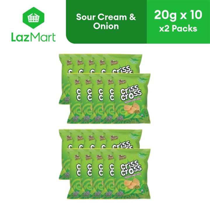 Criss Cross Cheesy Sour Cream & Onion 20G (Set of 10) - Pack of 2 ...