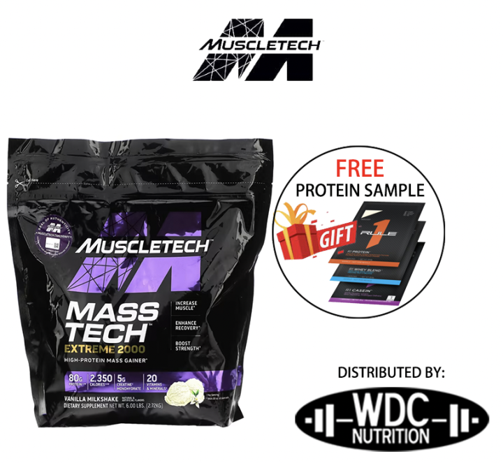 Muscletech Masstech Extreme 2000 (6lbs )- Weight Gainer, Mass Gainer ...