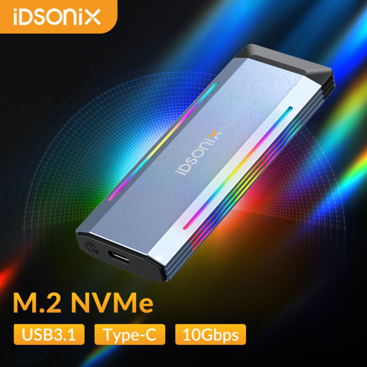 IDsonix NVMe เคส SSD M2 RGB สีสัน M.2 NVME โซลิดสเตทไดรฟ์ Enclosure 10 ...