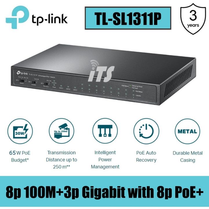 TP-Link 8-Port + 3-Port Gigabit Switch with 8-Port PoE+ (TL--SL1311MP ...