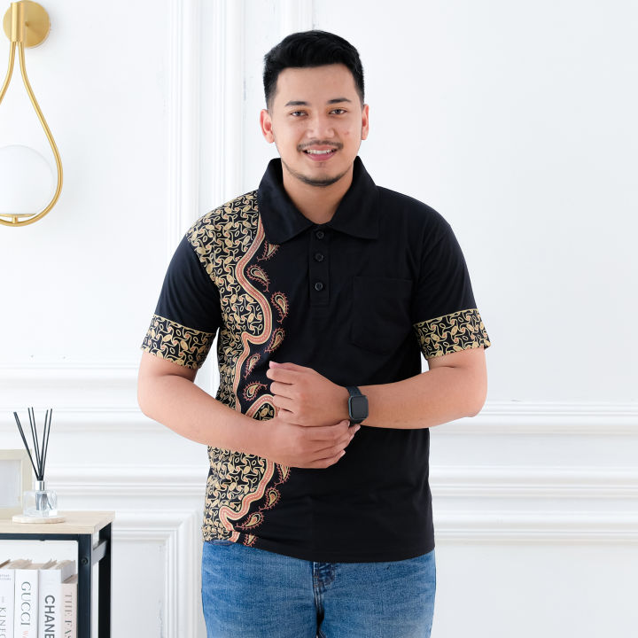 RED SKULL Kaos Kerah Polo Katun Batik Kawung Besar Batik Solo Ada Saku ...