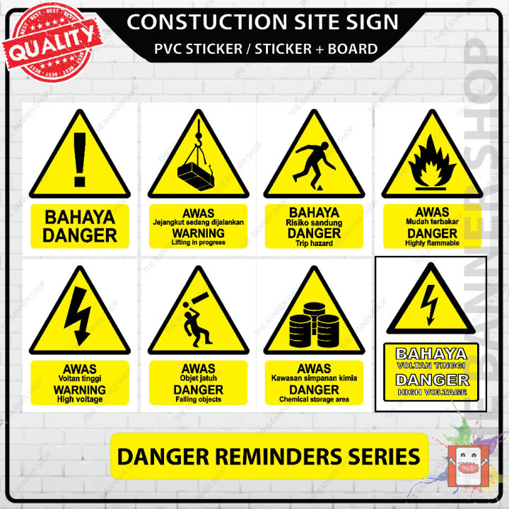 50PCS Construction Danger Reminders PVC Sticker (Bahaya, Lifting in ...