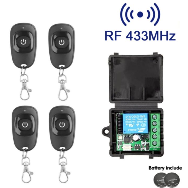 433Mhz Universal Gate Remote Control Switch DC 12V 10A Relay Receiver ...