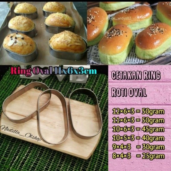 Ring Cutter Oval /cetakan roti hotdog /ring roti eclair uk 5cm-15cm T3 ...