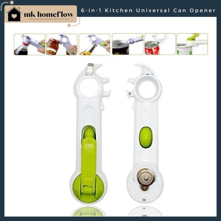 MK HomeFlow 6-in-1 Kitchen Universal Can Opener, Gripper Can Wine Beer Twist Off Jar Opener ...