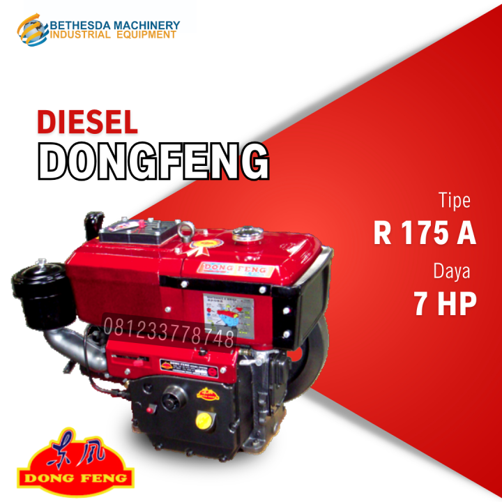 Mesin Diesel Dongfeng 7 HP Dongfeng Mesin Penggerak 7 PK R175A | Lazada ...