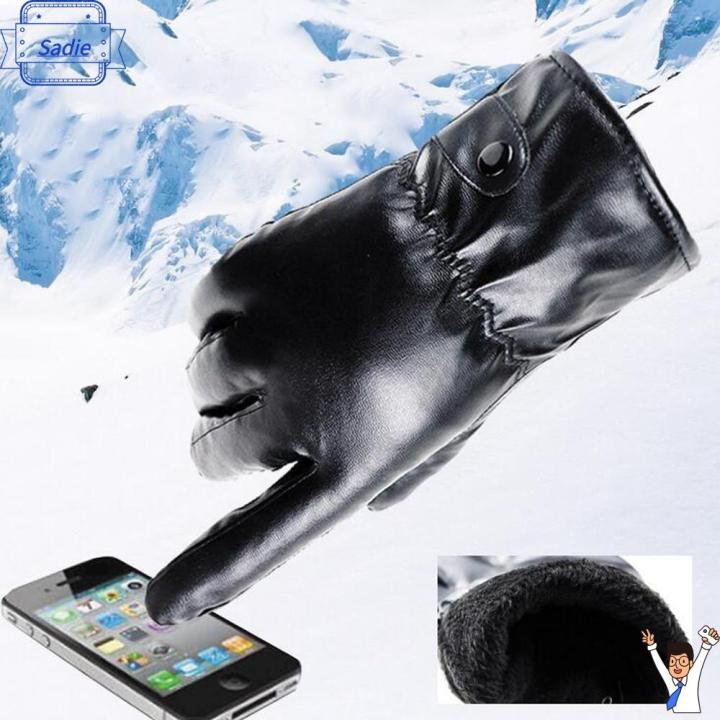 SADIE Women Gothic Punk Leather Windproof Gloves Anti Slip Mittens ...