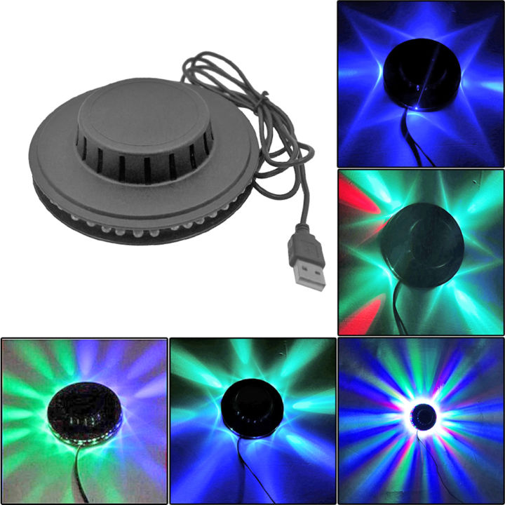 USB RGB Sound Activated Rotating Disco Light LED Ball Party KTV Bar ...