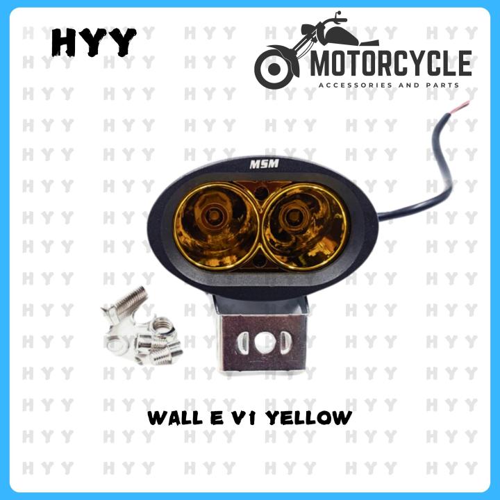 MSM Motorcycle/Car Alloy Body Wall E LED Headlight Waterproof V1 YELLOW ...