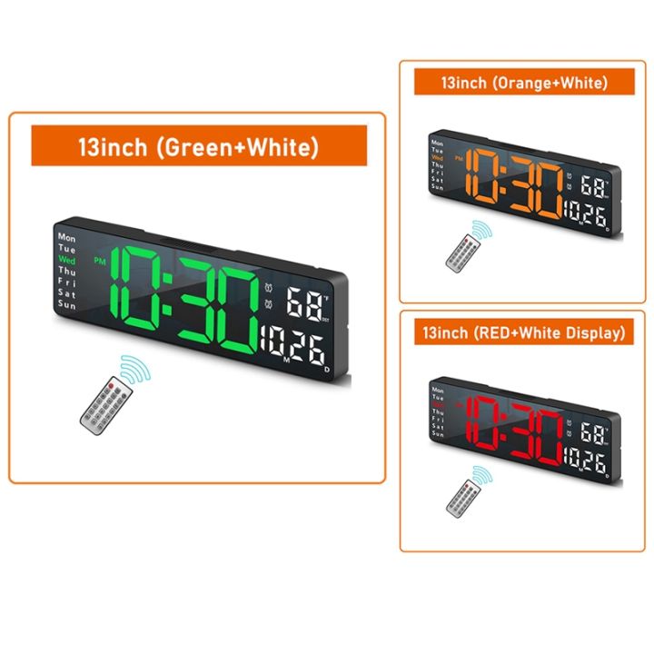 13Inch Large Display LED Digital Wall Clock Remote Control Table Alarm ...