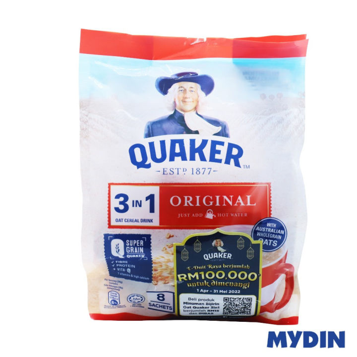 Quaker 3 in 1 Oat Cereal Drink Original (8's x 28g) | Lazada