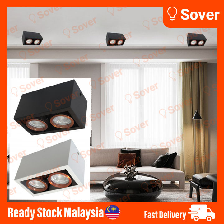 SOVER DOUBLE LED Black Surface down light Front Loading Bulb ...
