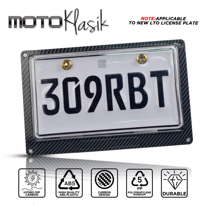 UNIVERSAL MOTORCYCLE LICENSE PLATE FRAME COVER CARBON MOTO-5120 ...