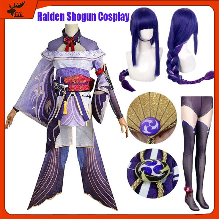 Genshin Impact Raiden Shogun Cosplay Costume Full Set Costume Halloween