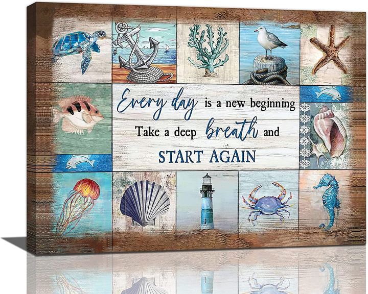 Nautical Wall Art Ocean Bathroom Decor Inspirational Quotes Pictures ...