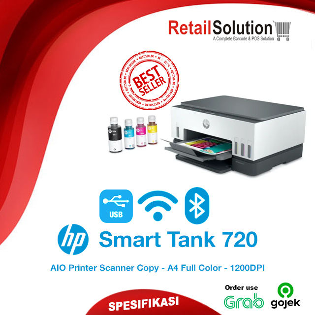 Printer AIO Scan Fotocopy A4 Wireless - HP Smart Tank 720 Infus Tanki ...