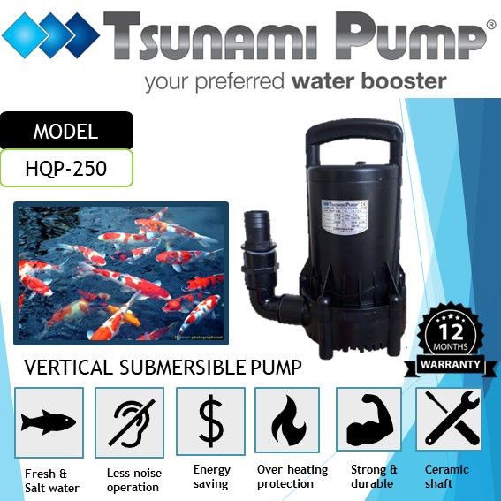 TSUNAMI VERTICAL SUBMERSIBLE PUMP HQP-250 / 250W / 1 YEARS LOCAL ...