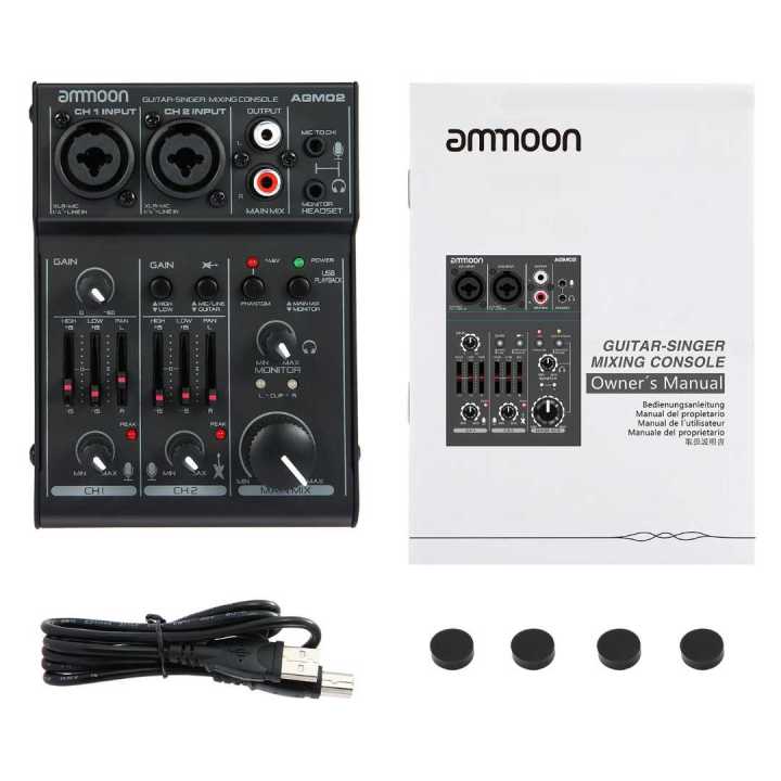 ammoon AGM02 Mini 2-Channel Sound Card Mixing Console Digital Audio ...
